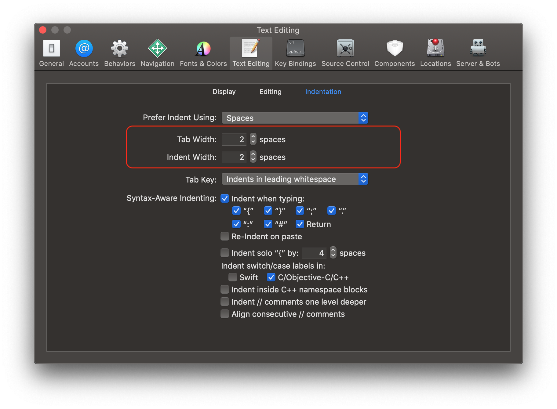 【プログラミング】Xcodeで改行のみの部分を自動的にインデント削除する設定方法ーついでに改行時のインデントも調整ー | なないろライフ